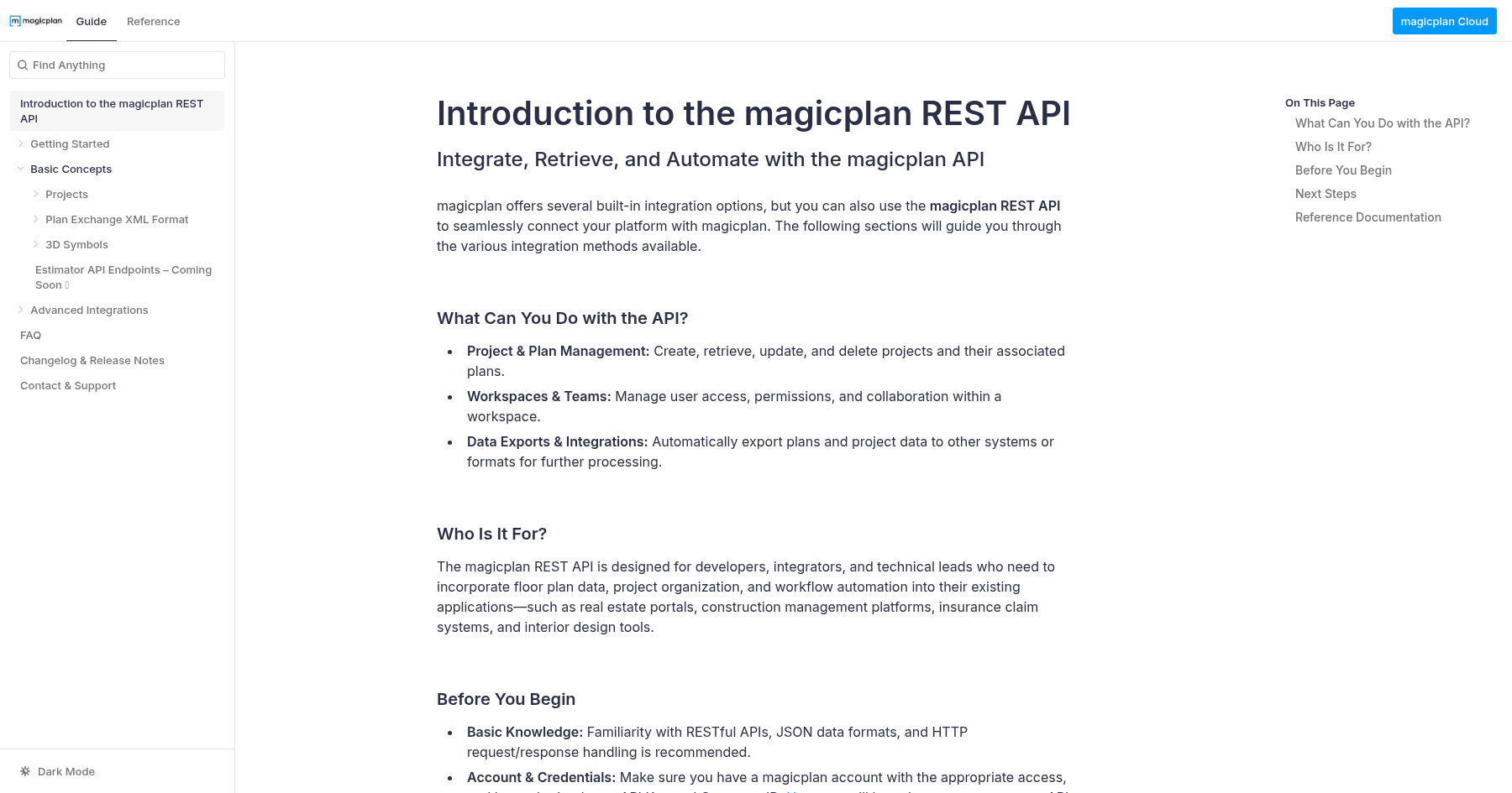 Introduction to the magicplan REST API | Guide